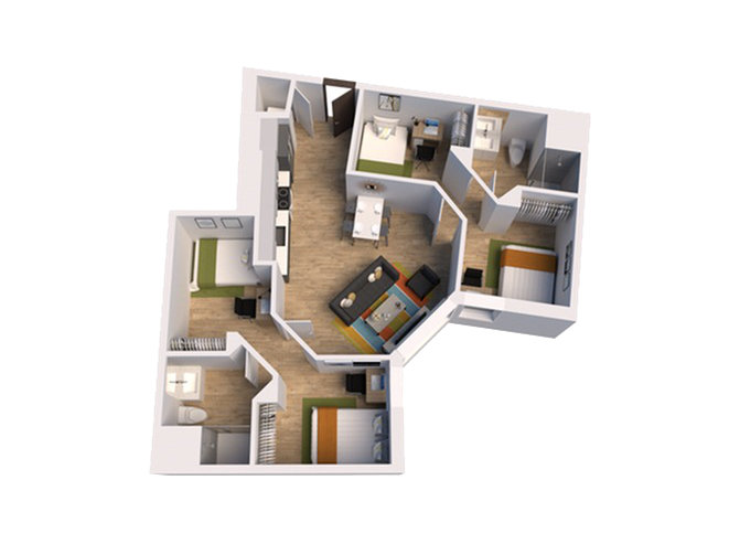 4x2 A Floor Plan | Fieldhouse Dinkytown