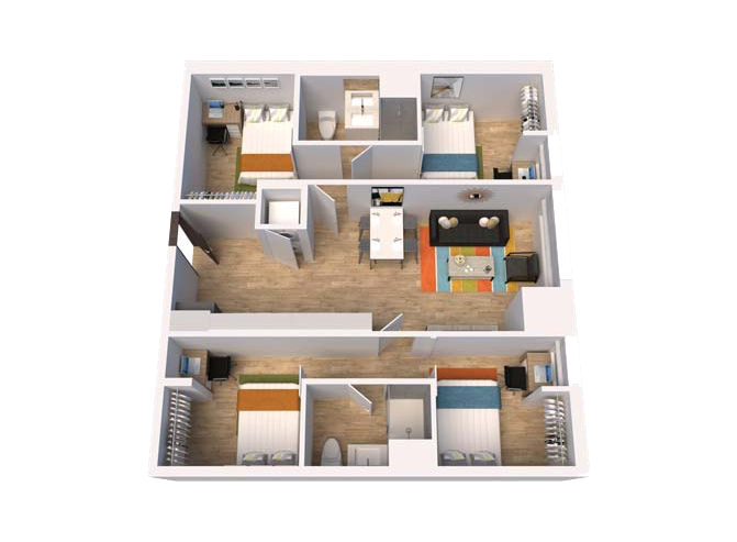 4x2 B Floor Plan | Fieldhouse Dinkytown