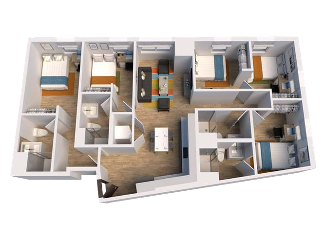 5x4 A Floor Plan | Fieldhouse Dinkytown