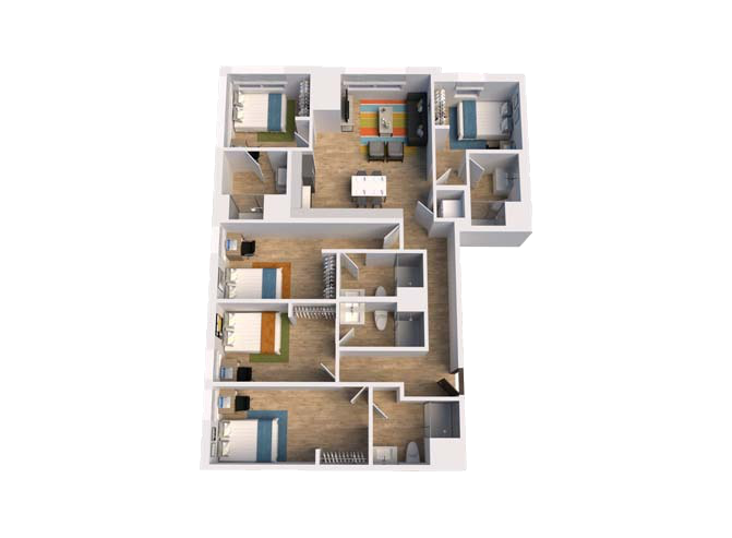5x5 B Floor Plan | Fieldhouse Dinkytown