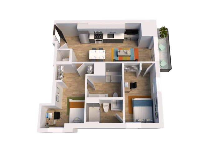 2x2 B Floor Plan | Fieldhouse Dinkytown