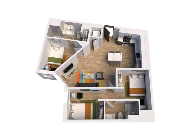 3x2 B Floor Plan | Fieldhouse Dinkytown