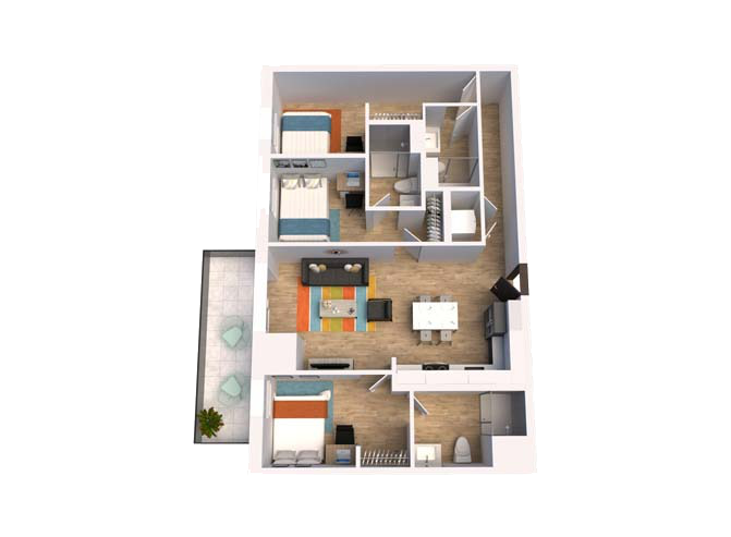 3x3 A Floor Plan | Fieldhouse Dinkytown